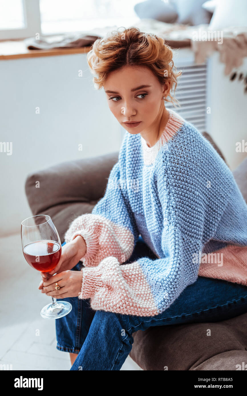 Top view of a nice thoughtful woman Stock Photo - Alamy