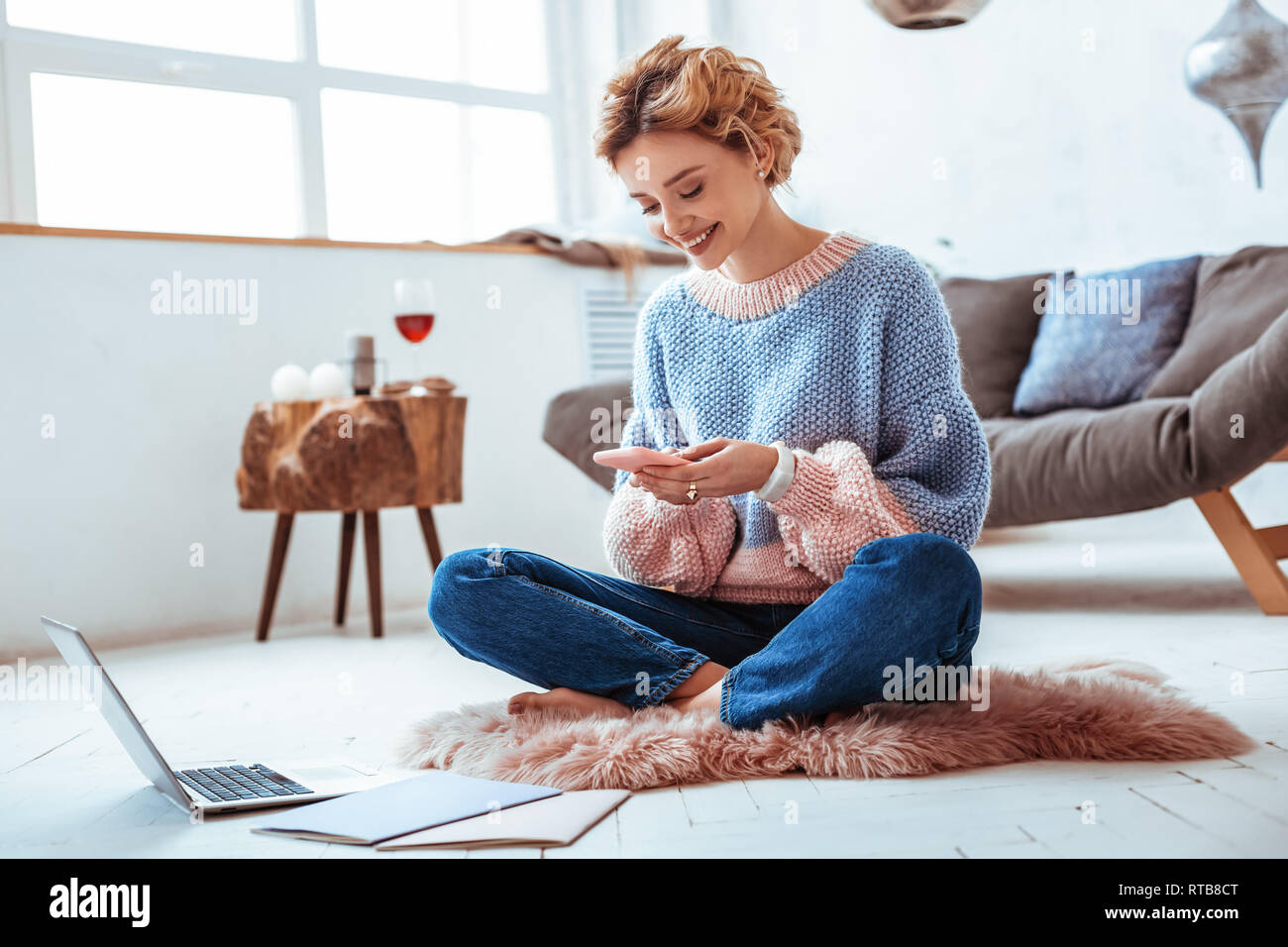 Nice woman typing message hi-res stock photography and images - Alamy
