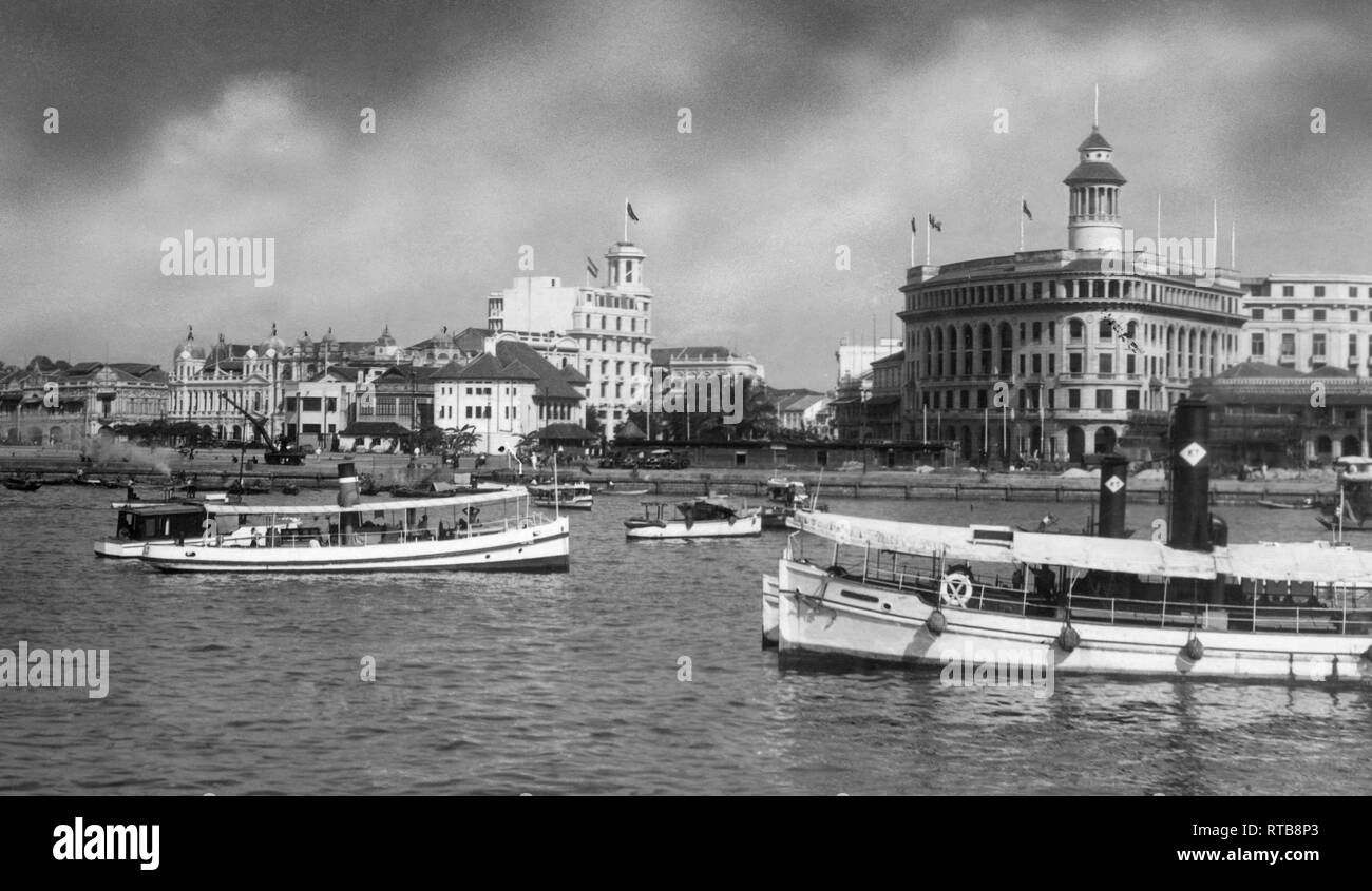 malaysia, singapore seen from the port, 1920-30 Stock Photo - Alamy