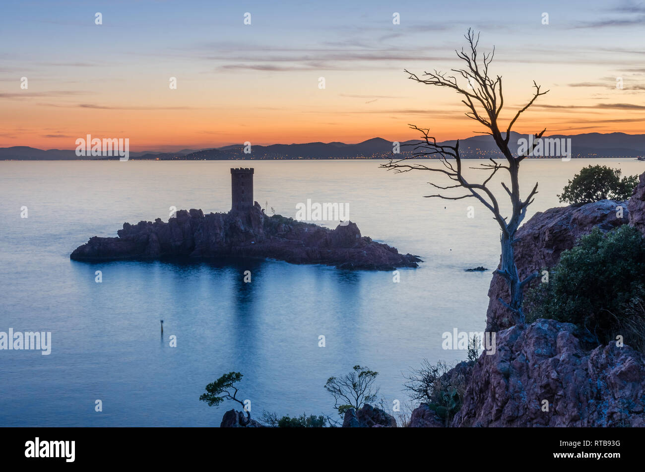 island and tower d'Or (golden tower) near Dramont, provence, france ...