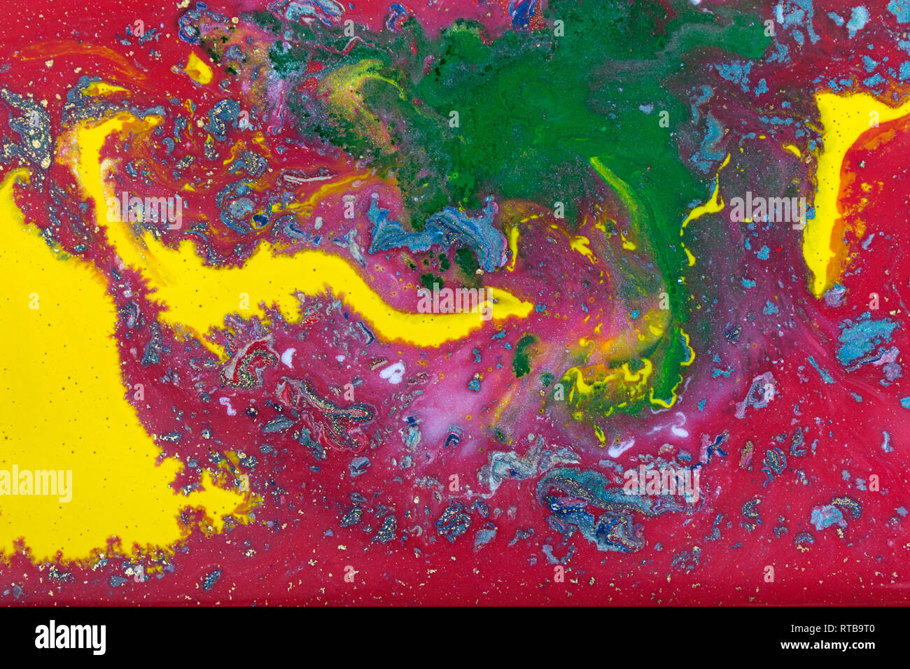 Red and yellow marbling pattern. Golden marble liquid texture Stock ...