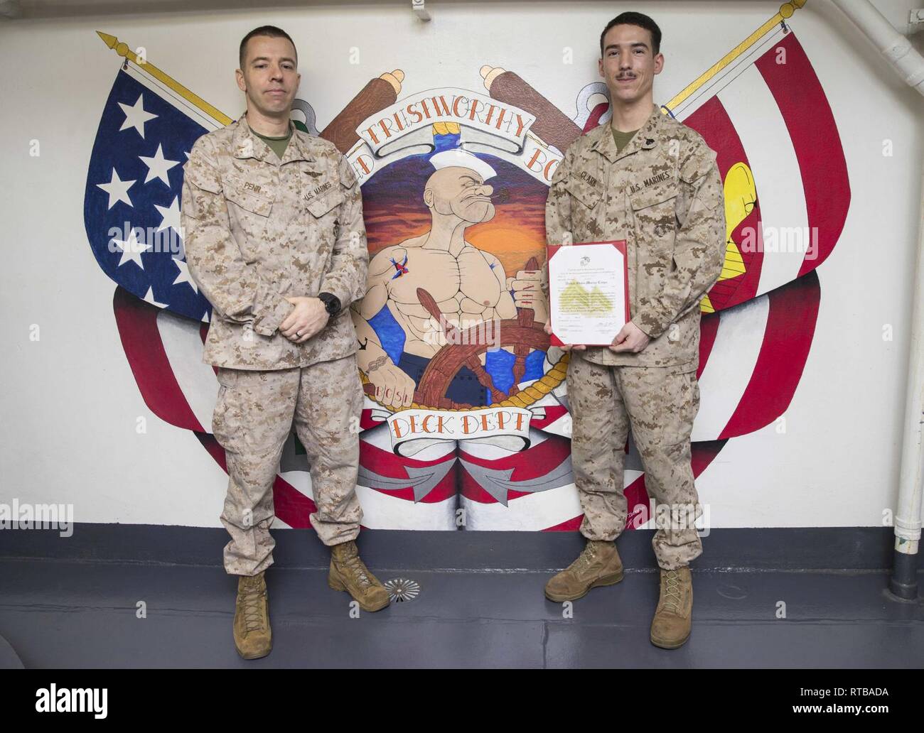Maj. Micah Penn, left, the staff judge advocate of the 22nd Marine ...