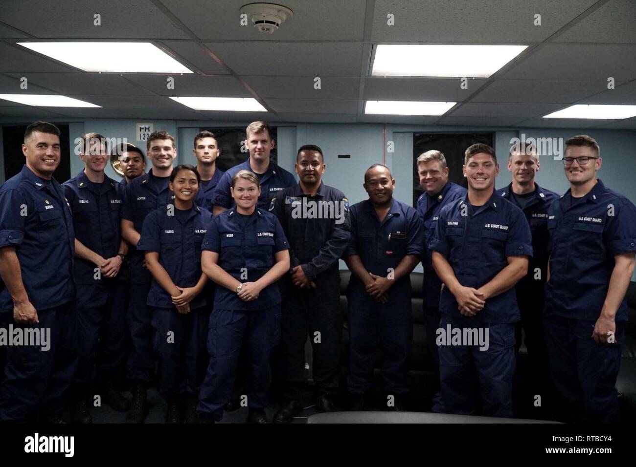 The crew of Coast Guard Cutter Mellon (WHEC 717) embarked ship riders ...