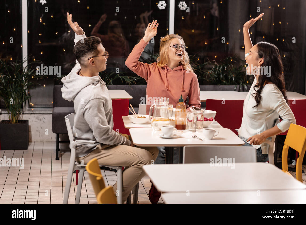 Students rejoicing hi-res stock photography and images - Alamy