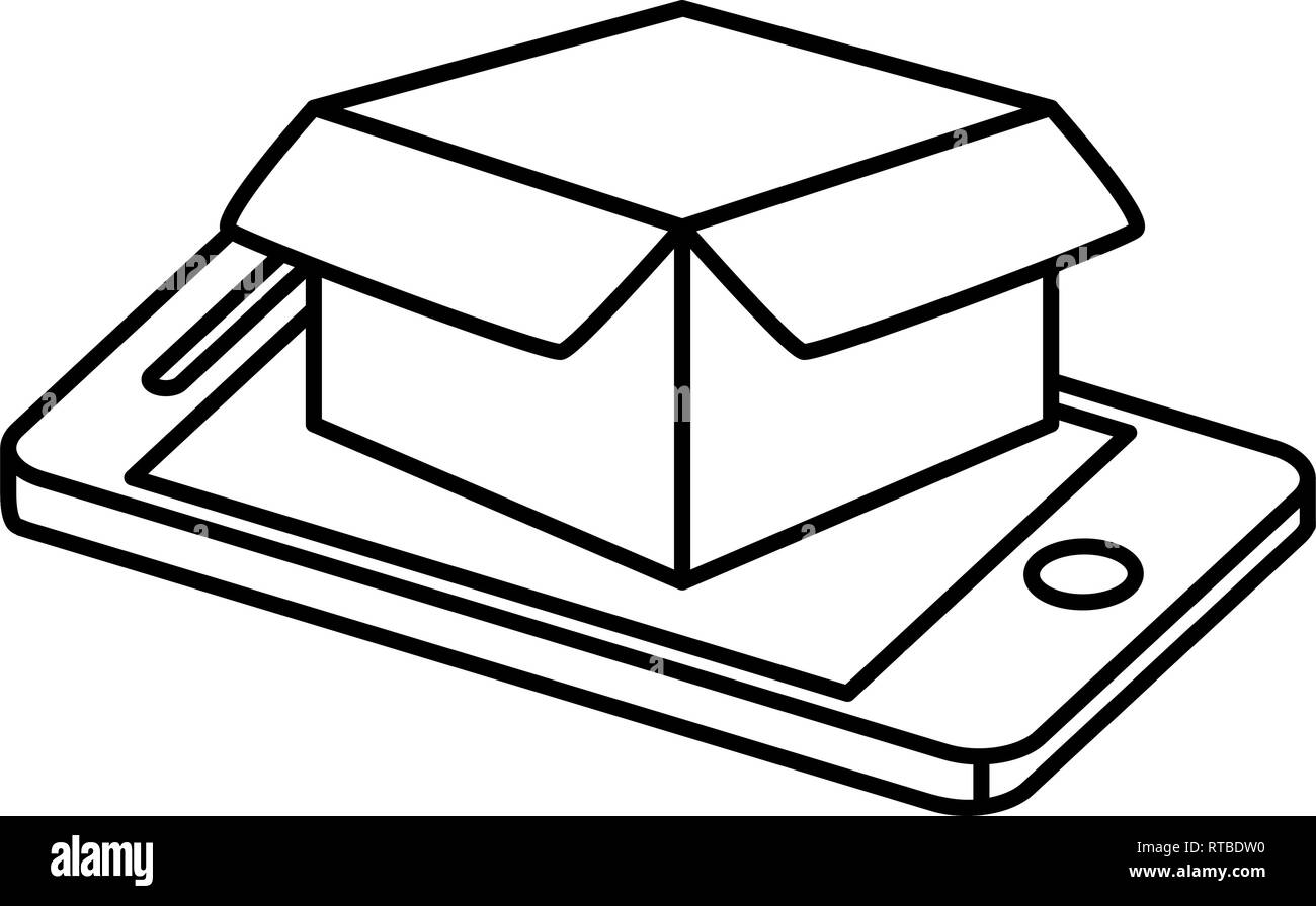 smartphone with box carton vector illustration design Stock Vector ...