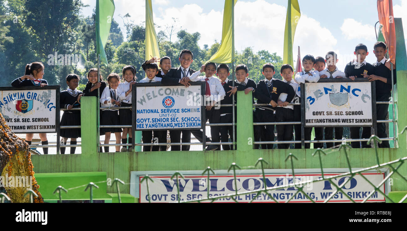School children, Yangthang Village, Gyalshing, West Sikkim, Sikkim ...