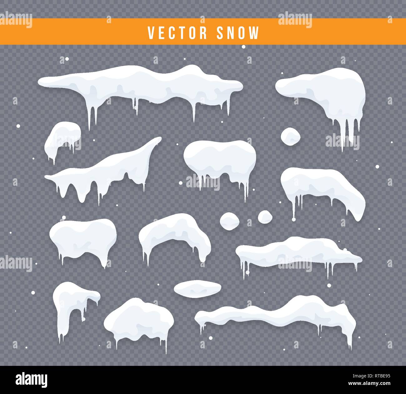 Snow caps, snowballs and snowdrifts set. Snow cap vector collection ...