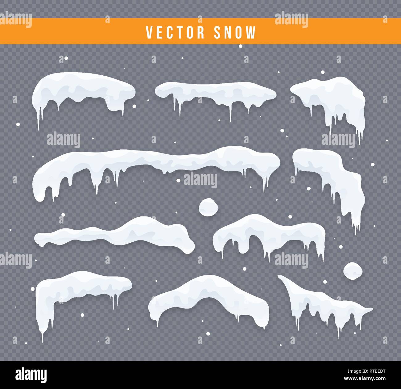 Snow caps, snowballs and snowdrifts set. Snow cap vector collection ...
