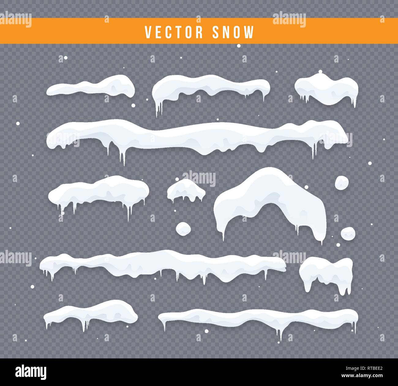 Snow caps, snowballs and snowdrifts set. Snow cap vector collection ...