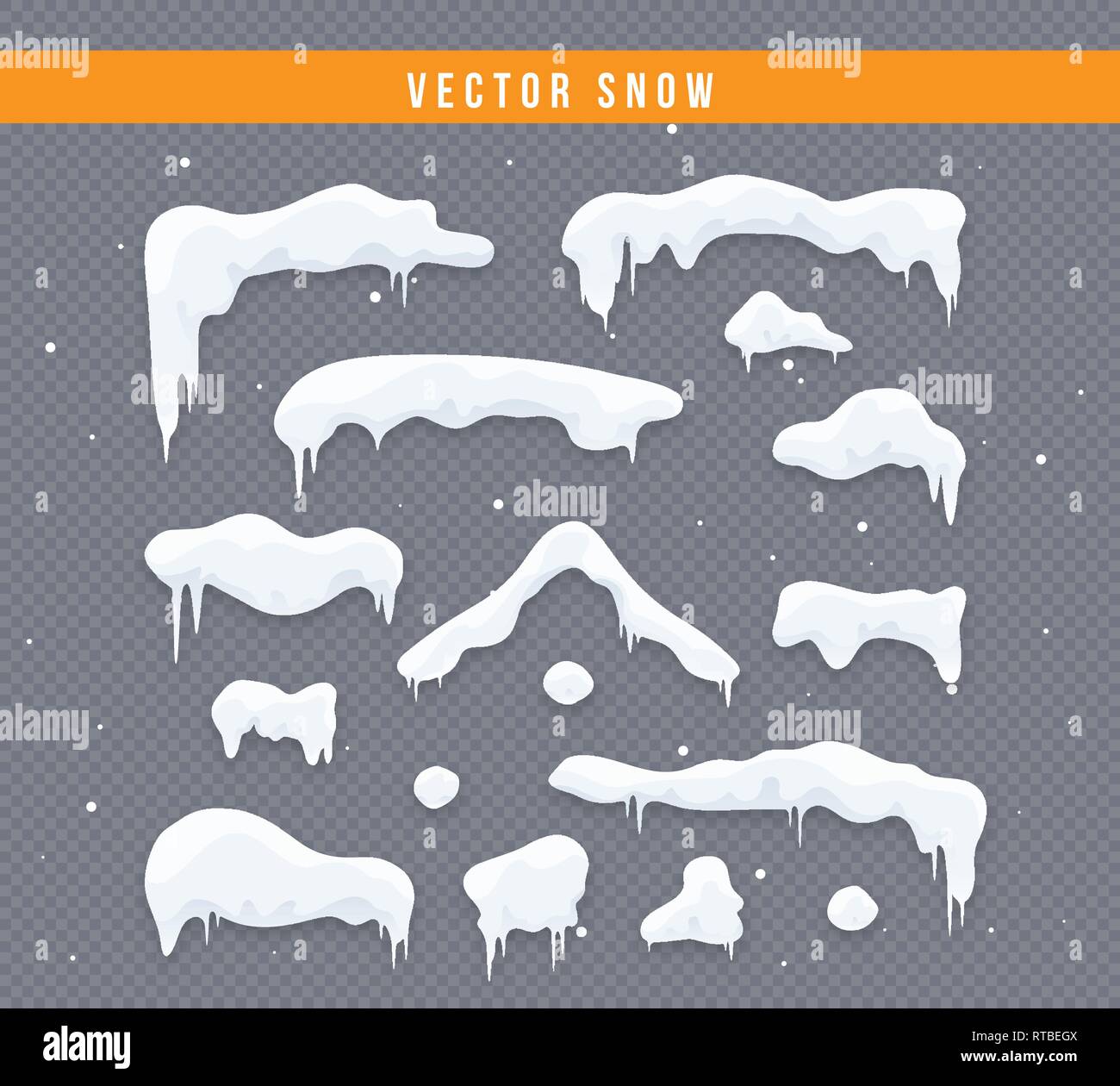 Snow caps, snowballs and snowdrifts set. Snow cap vector collection ...