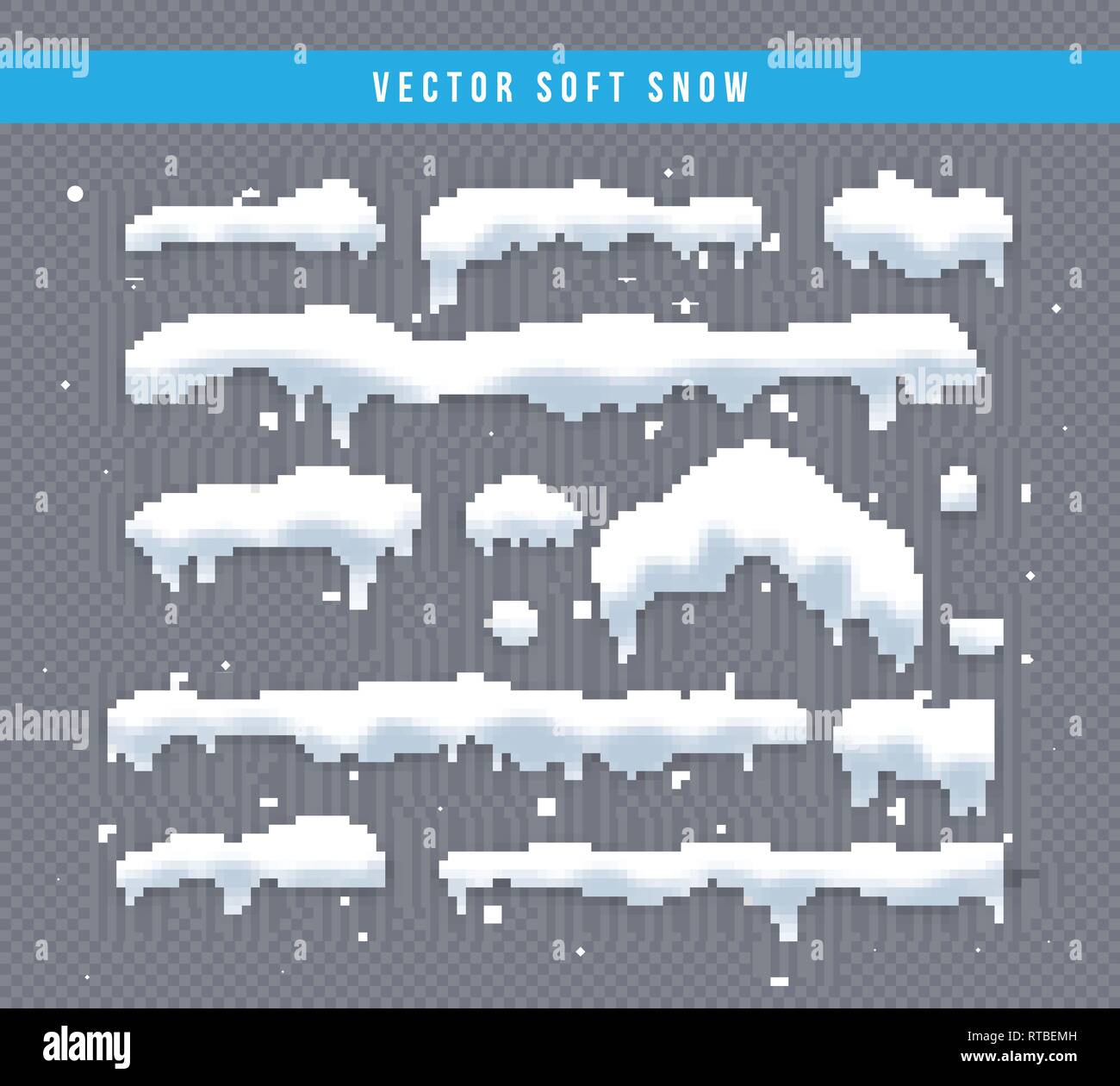 Snow caps, snowballs and snowdrifts set. Snow cap vector collection ...