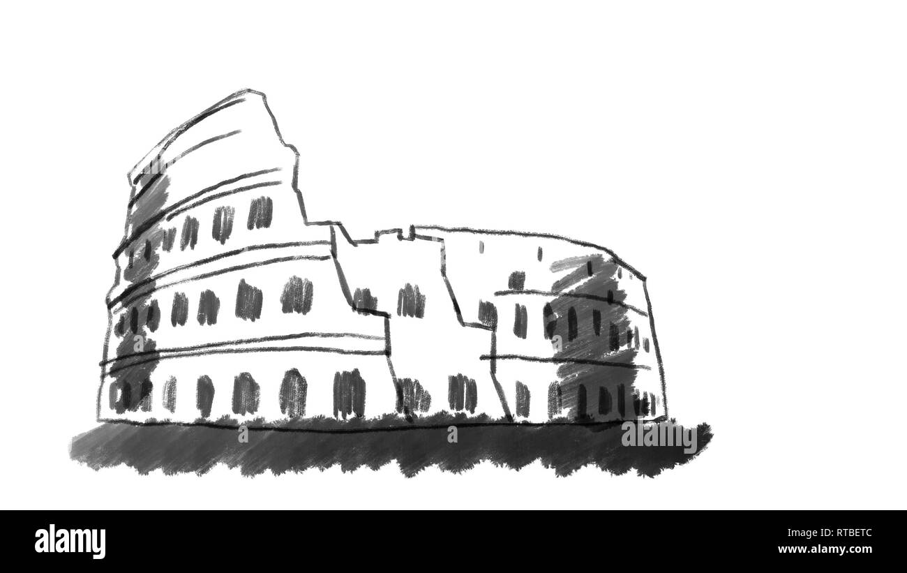 coliseum, drawn on white chalkboard with black chalk, animation Stock ...