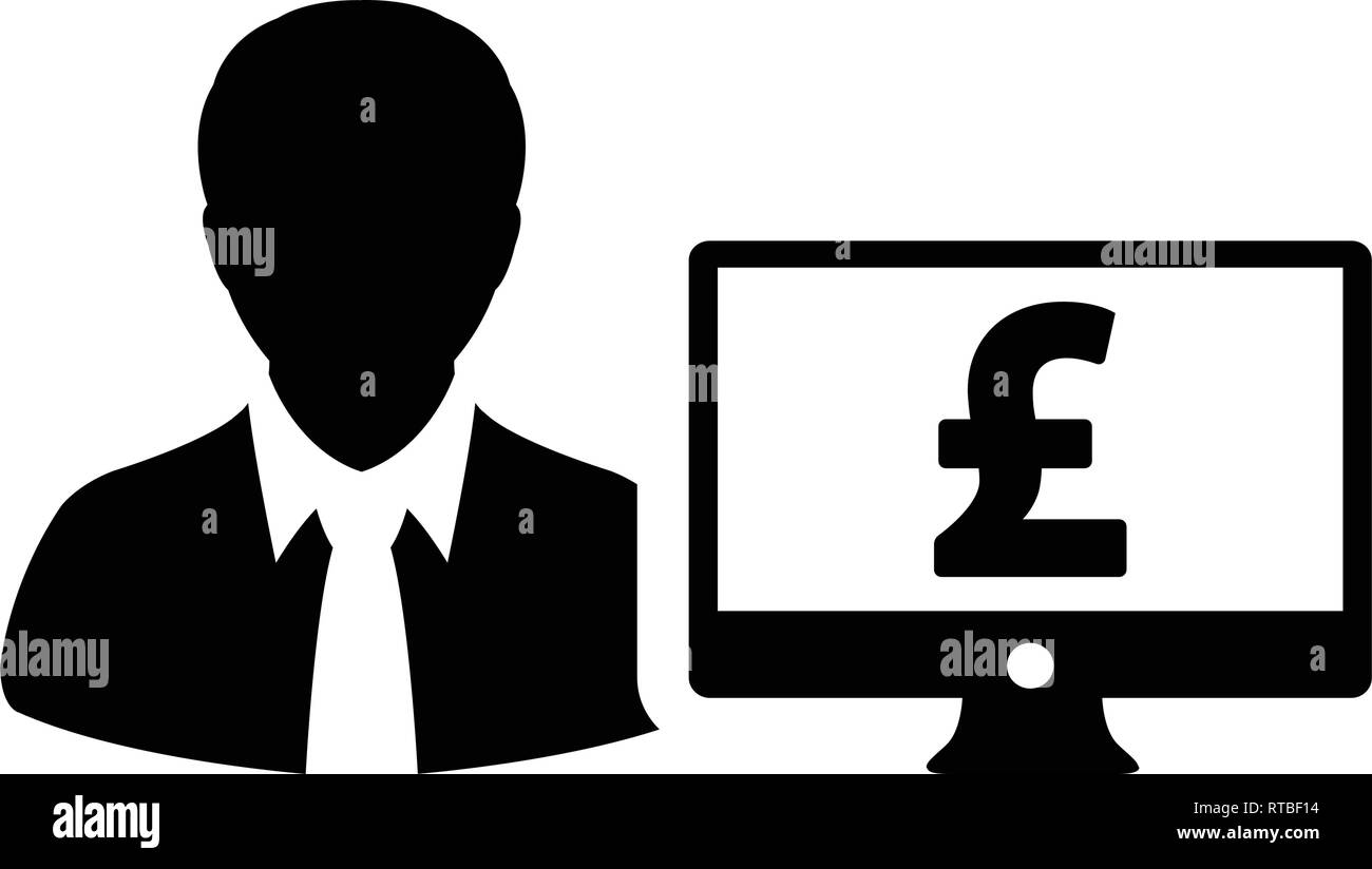 Finance icon vector male user person profile avatar with computer ...