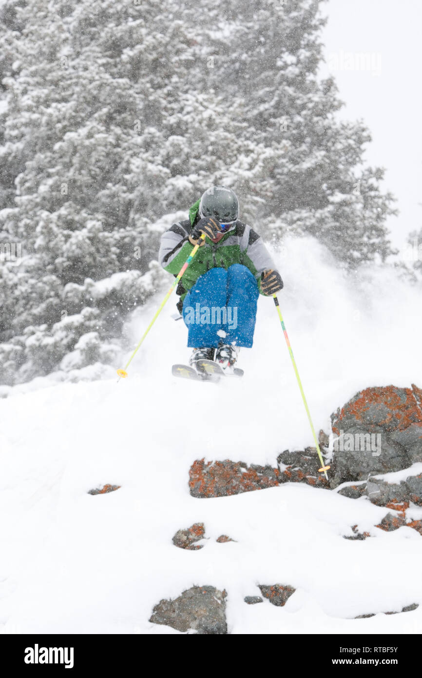 Snow Skiing action Stock Photo - Alamy