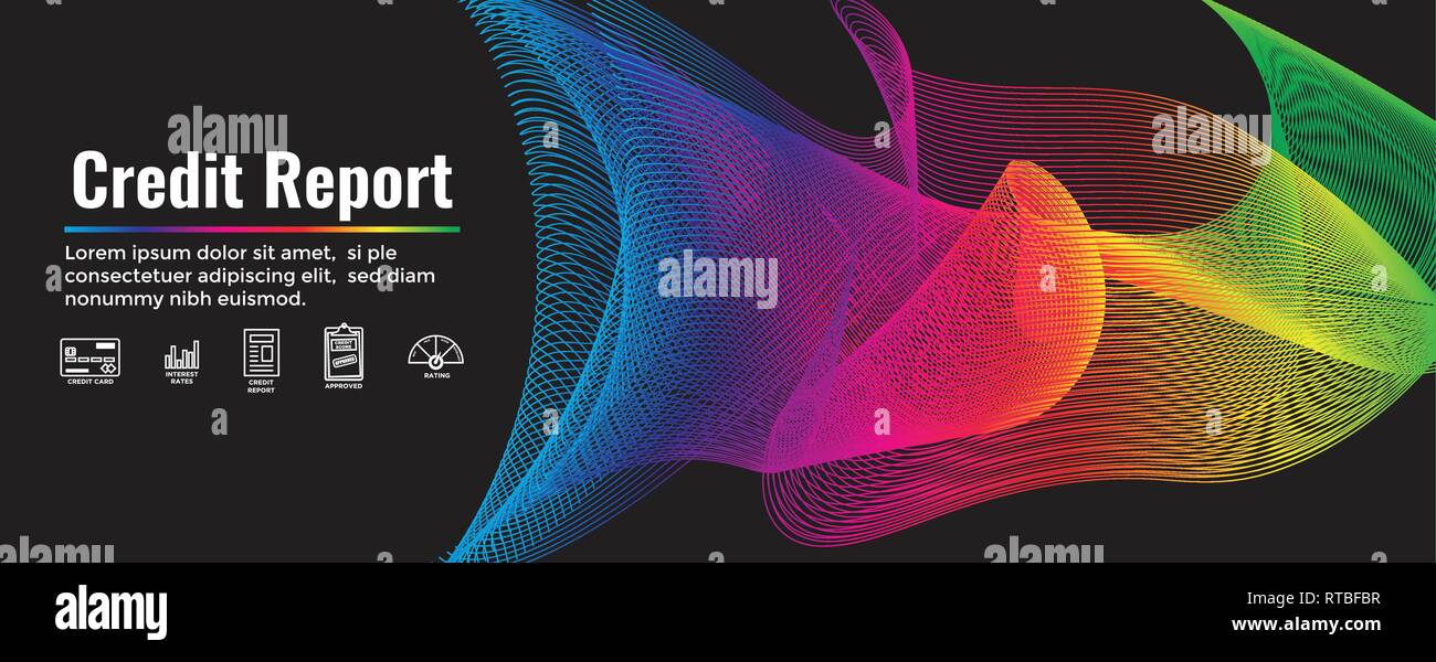 Credit Score Icon Set and Web Header Banner Chart or Pie Graph with ...