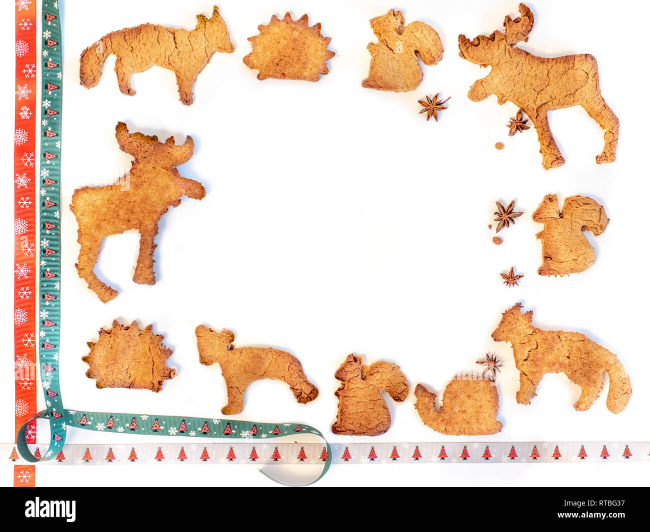 Decorative frame, ginger biscuit ornament with badian seeds Stock Photo ...