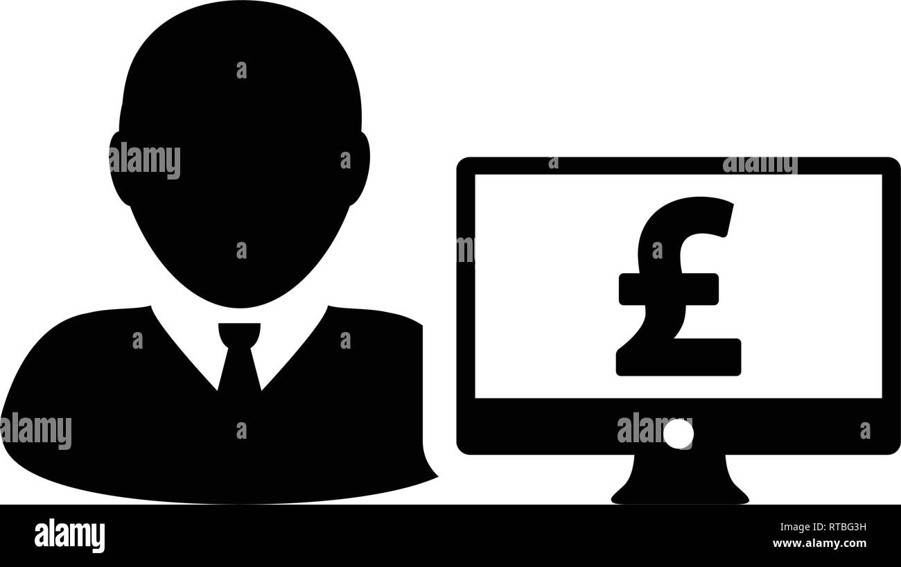 Banking icon vector male user person profile avatar with computer ...