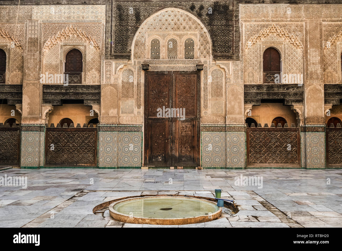 Facade old stone building vintage doors marrakesh hi-res stock ...