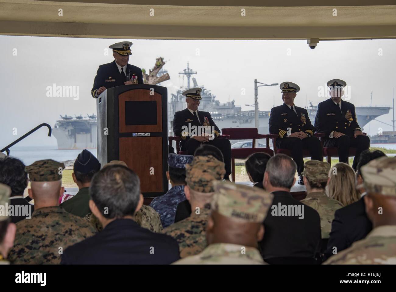 WHITE BEACH, Okinawa - (Feb. 8, 2018) - Rear Adm. Gregory Fenton ...
