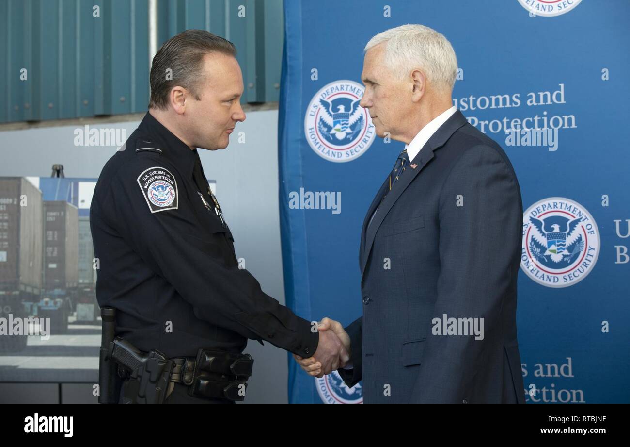 Vice President of the United States Mike Pence shakes hands with U.S ...