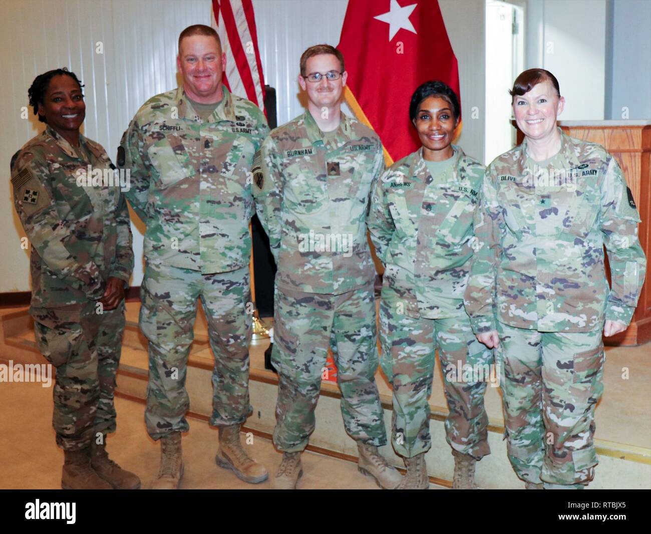 U.S. Army Brig. Gen. Nikki Griffin Olive, commanding general 335th Signal Command (T)(P), right ...