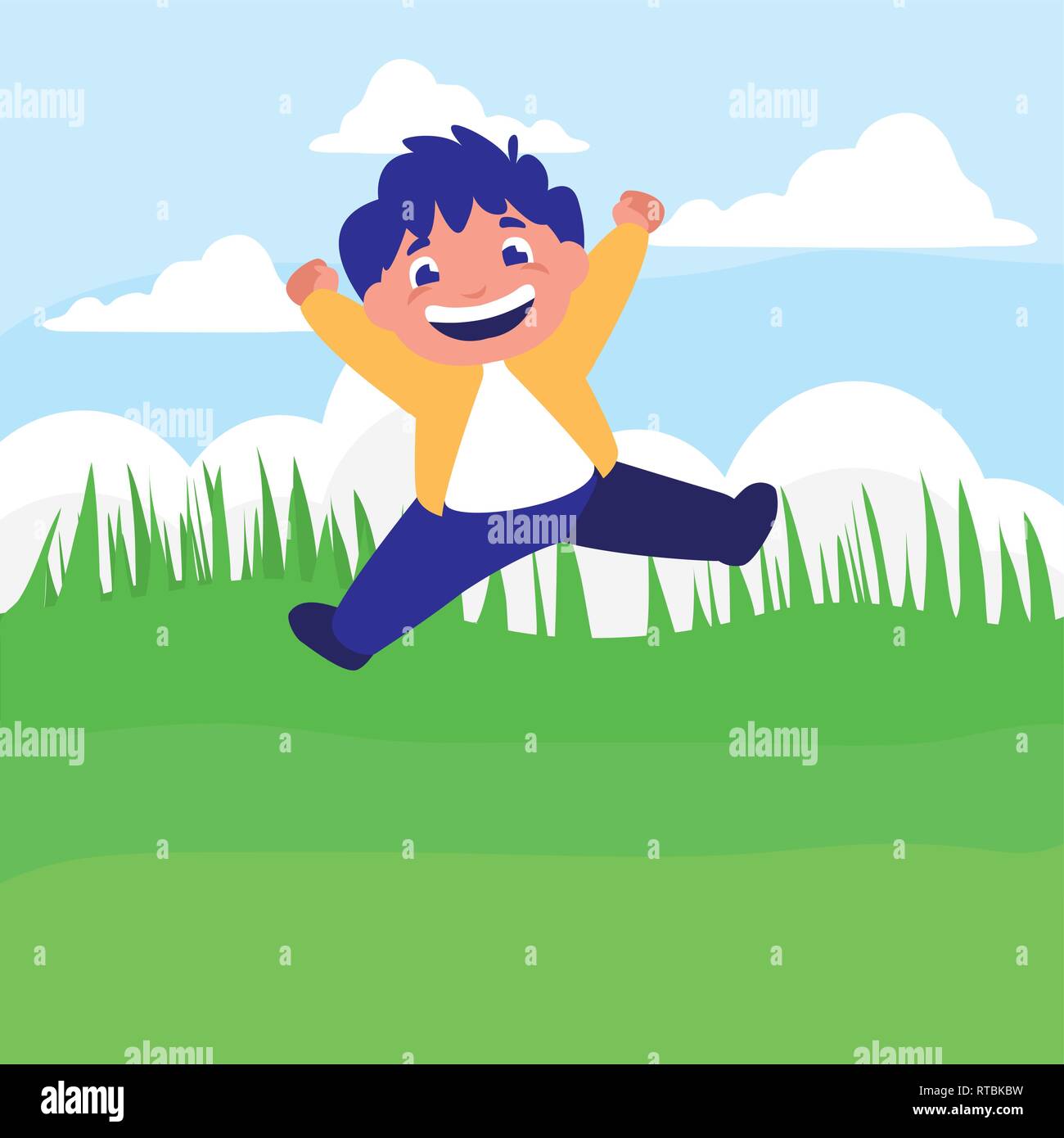 happy fat boy celebrating in the camp vector illustration design Stock ...