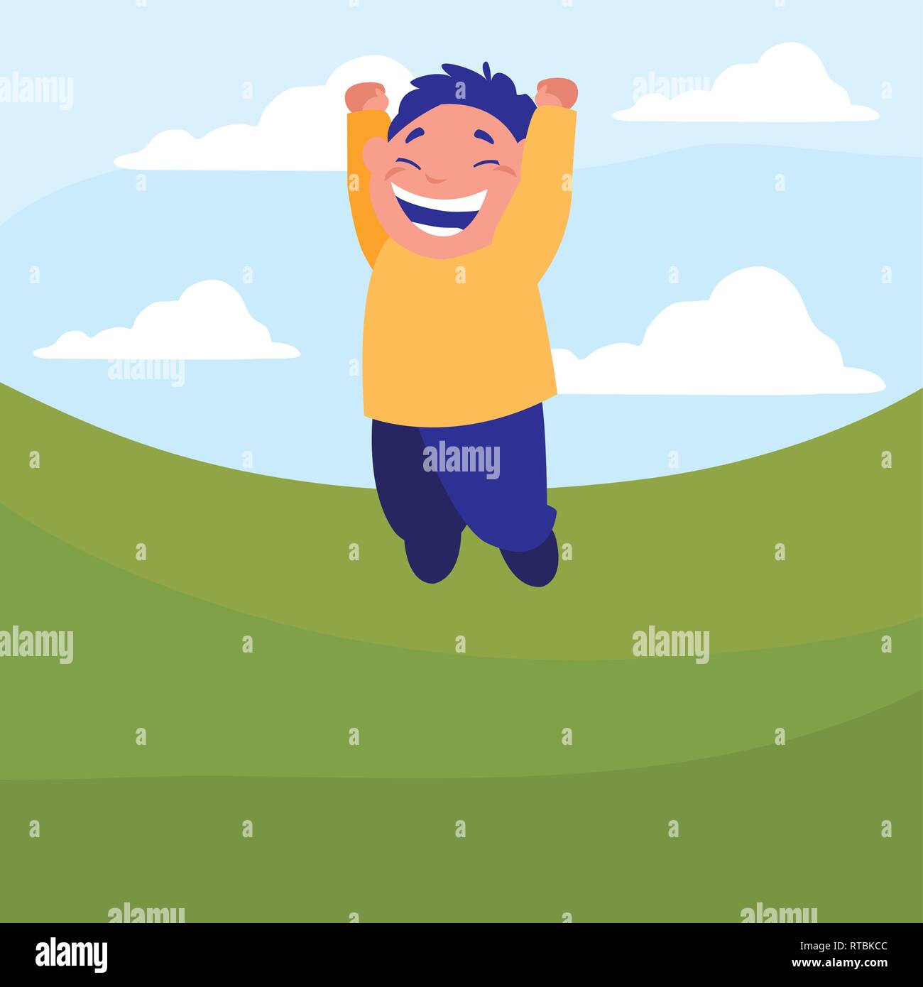 happy fat boy celebrating in the camp vector illustration design Stock ...