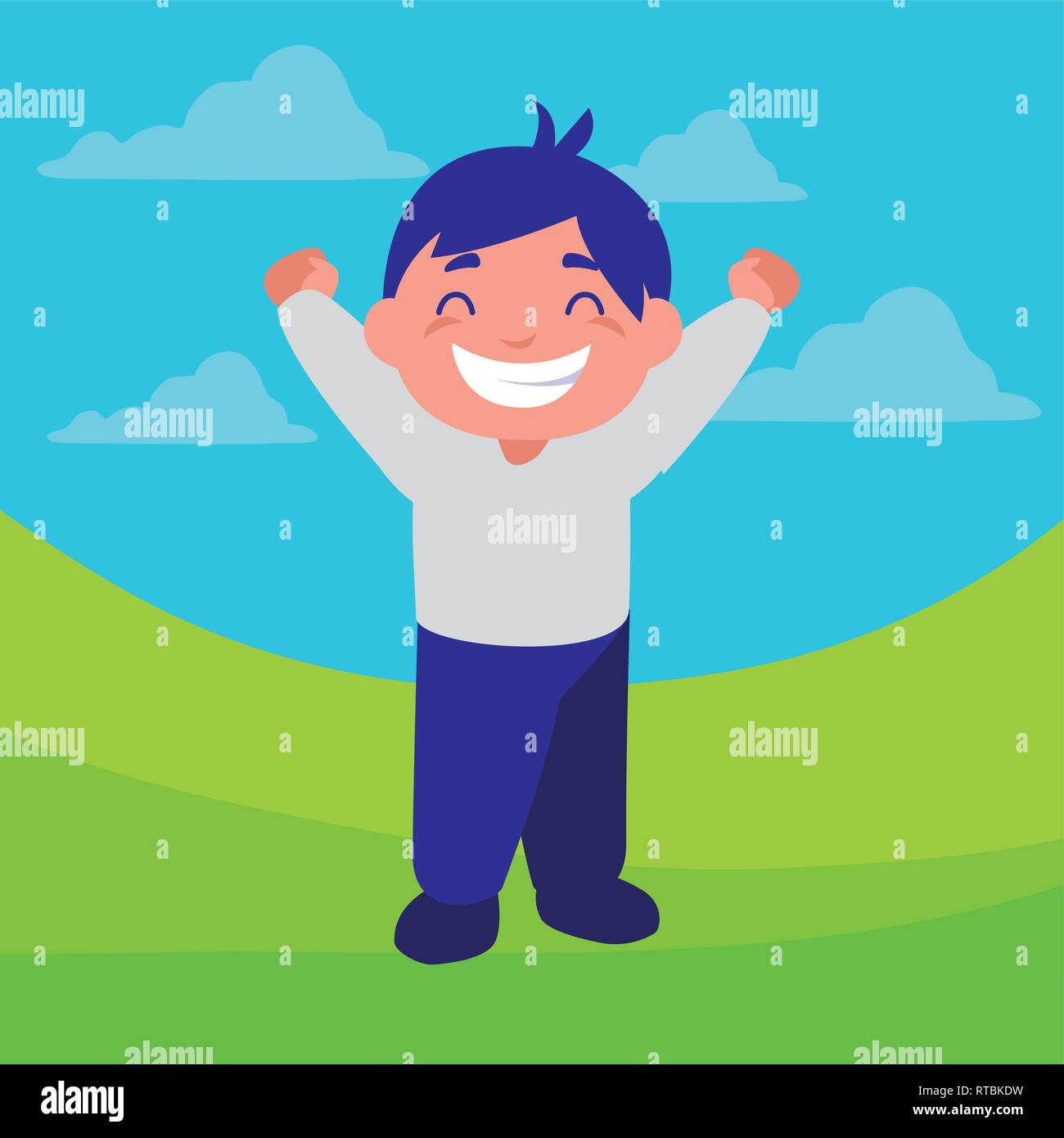 happy fat boy celebrating in the camp vector illustration design Stock ...
