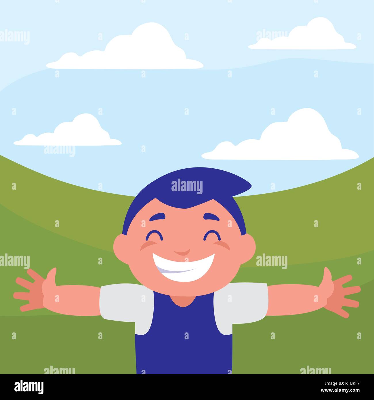 happy fat boy celebrating in the camp vector illustration design Stock ...