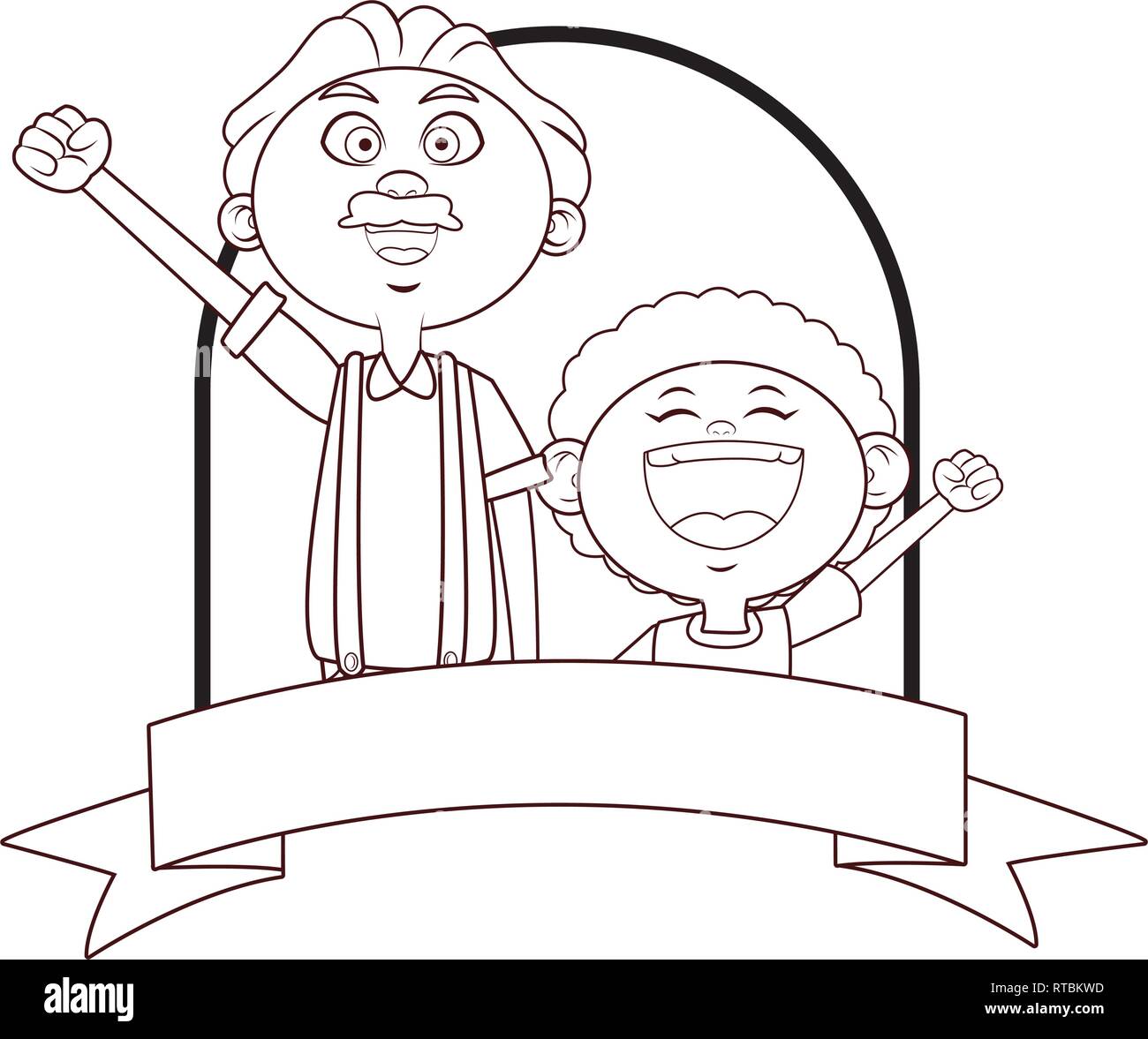 Senior man grandson enjoying Stock Vector Images - Alamy