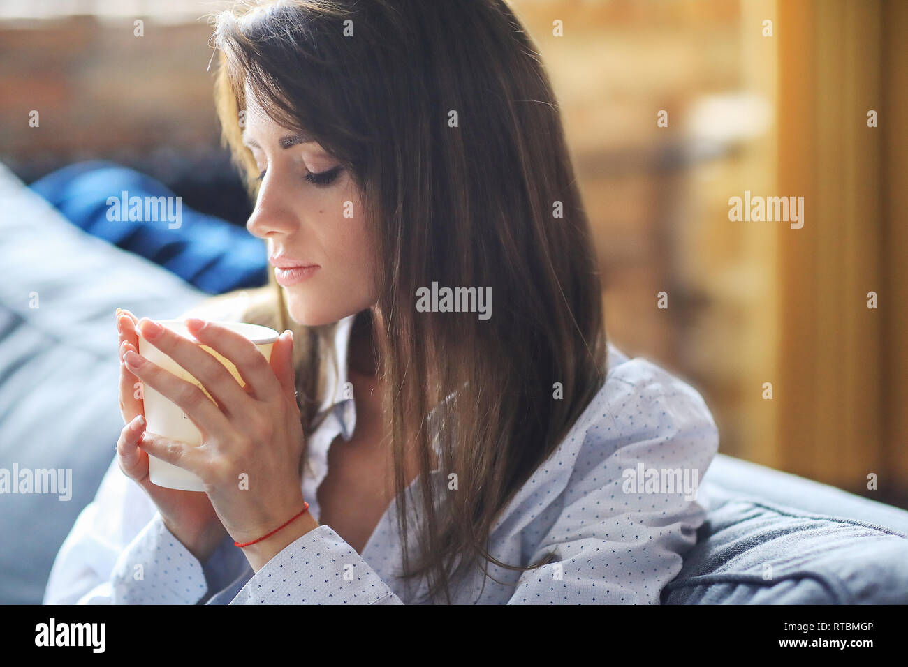 Lifestyle. Lovely woman at home Stock Photo - Alamy