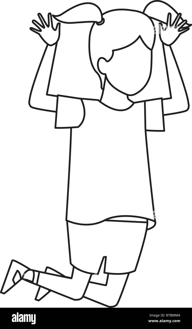 Girl jumping cartoon black and white Stock Vector Image & Art - Alamy