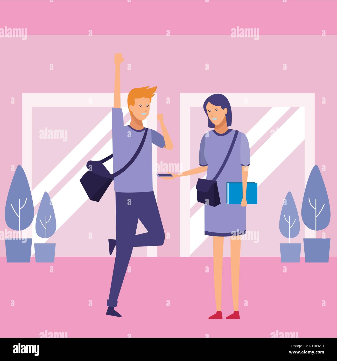 Students indoors Stock Vector Images - Alamy