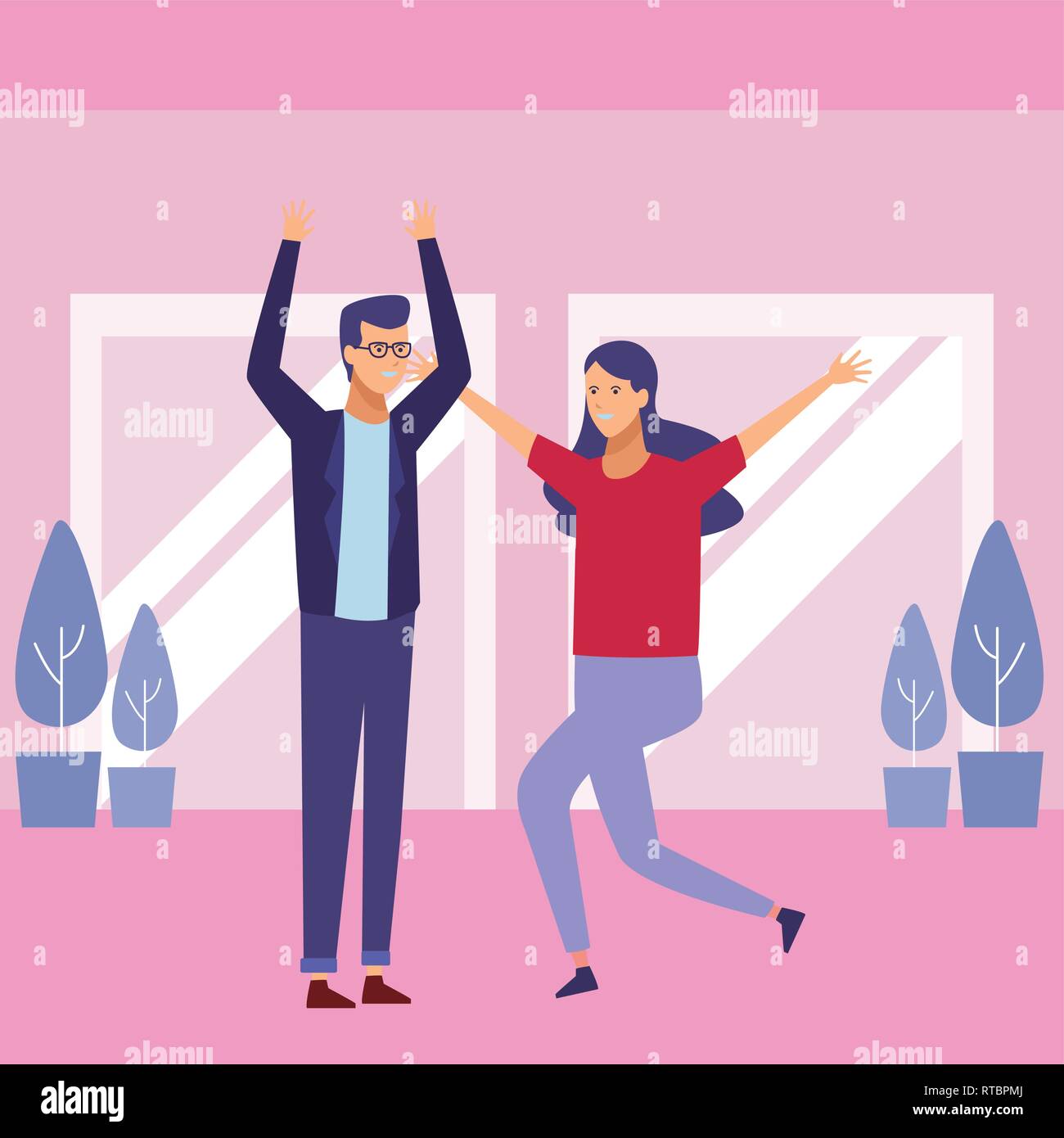 Happy couple dancing young people Stock Vector Images - Alamy