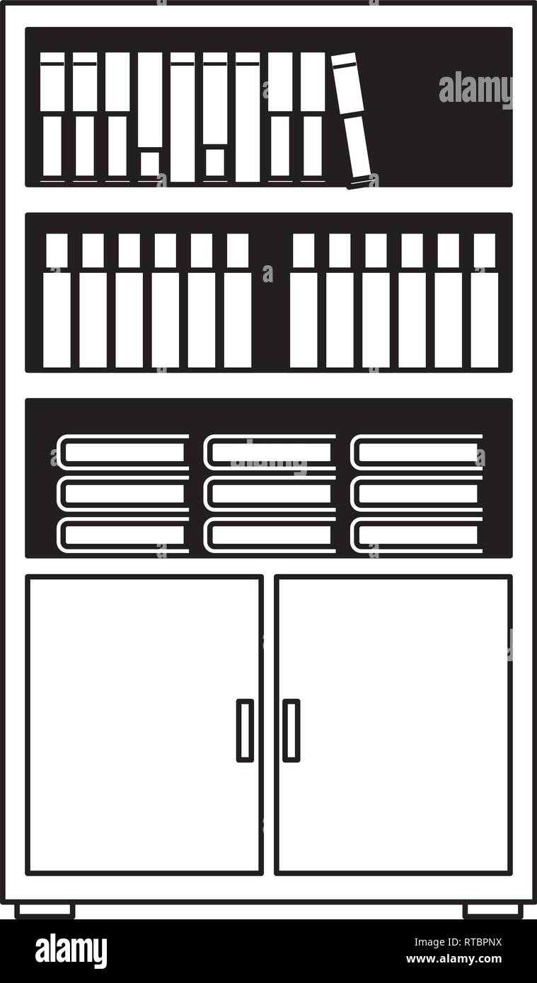 furniture decoration indoors shelf black and white Stock Vector Image ...