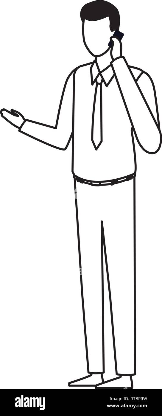 business call businessman faceless black and white Stock Vector Image ...