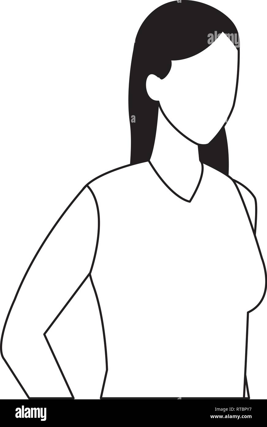 businesswoman faceless work black and white Stock Vector Image & Art ...