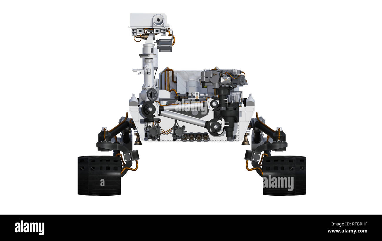 Mars Rover, automated space motor vehicle isolated on white background ...