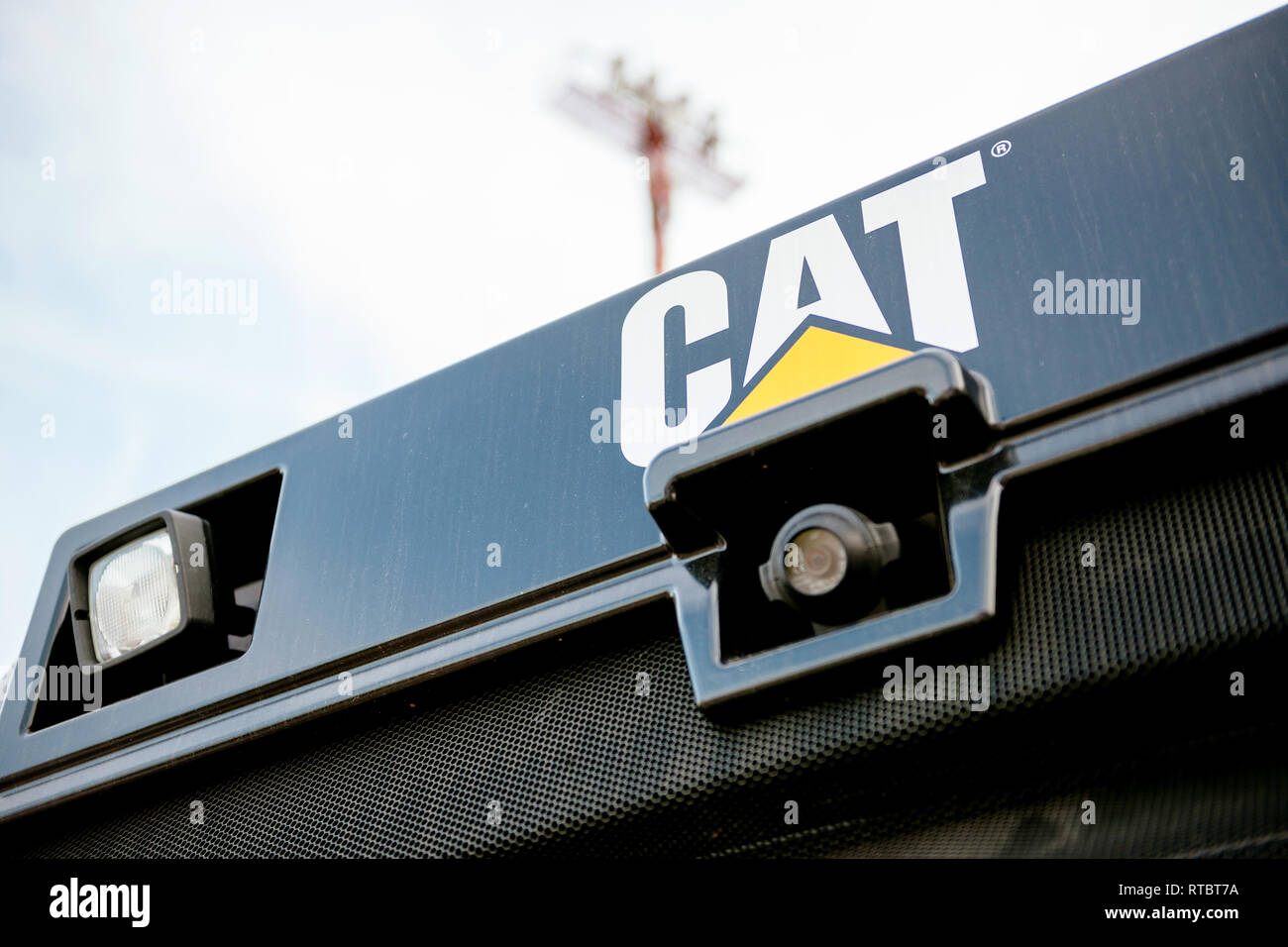 PARIS, FRANCE - SEP 5, 2014 Rear-view camera on the yellow bulldozer ...
