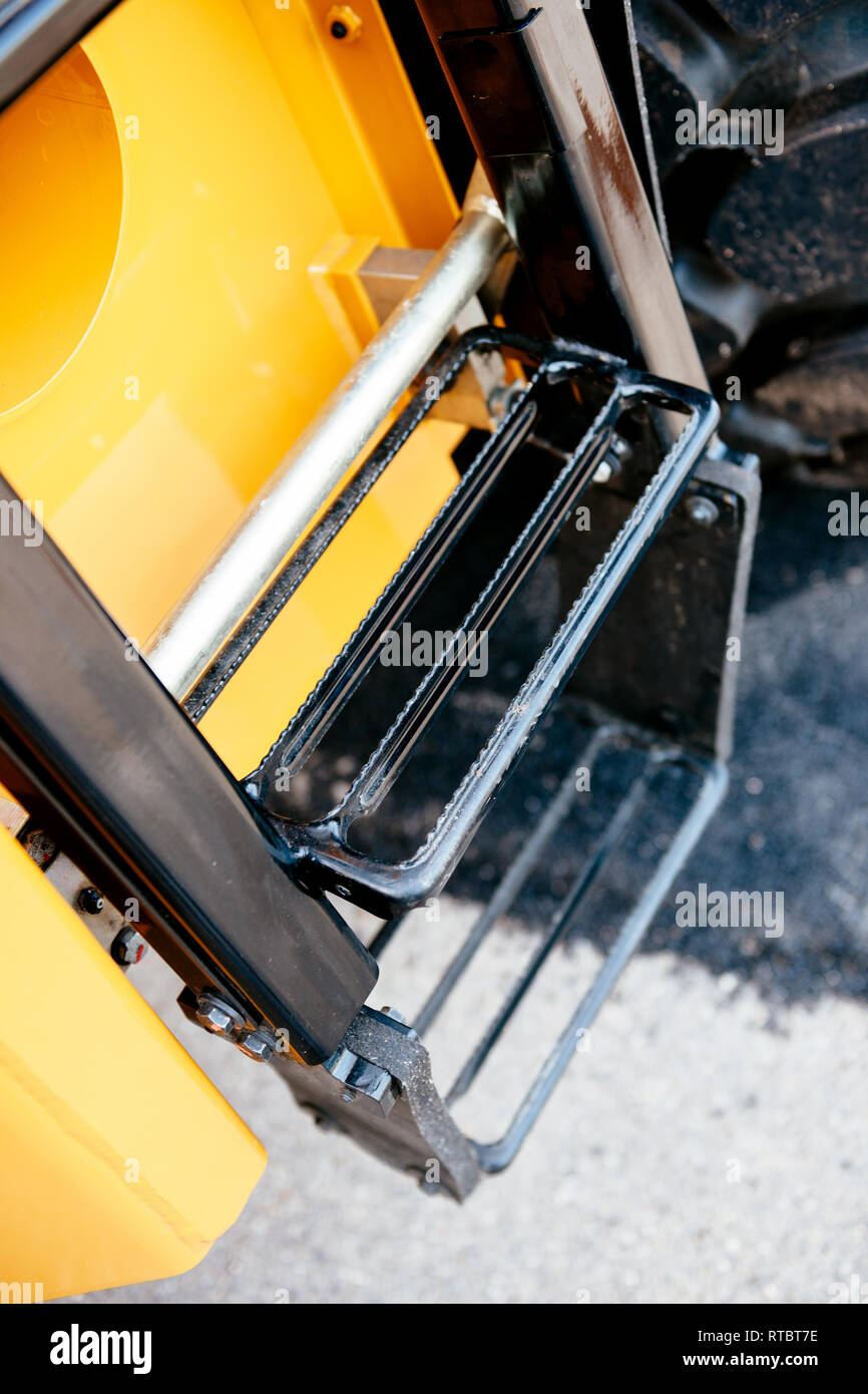 Steps ladder of a modern tractor cabin - view from above Stock Photo ...