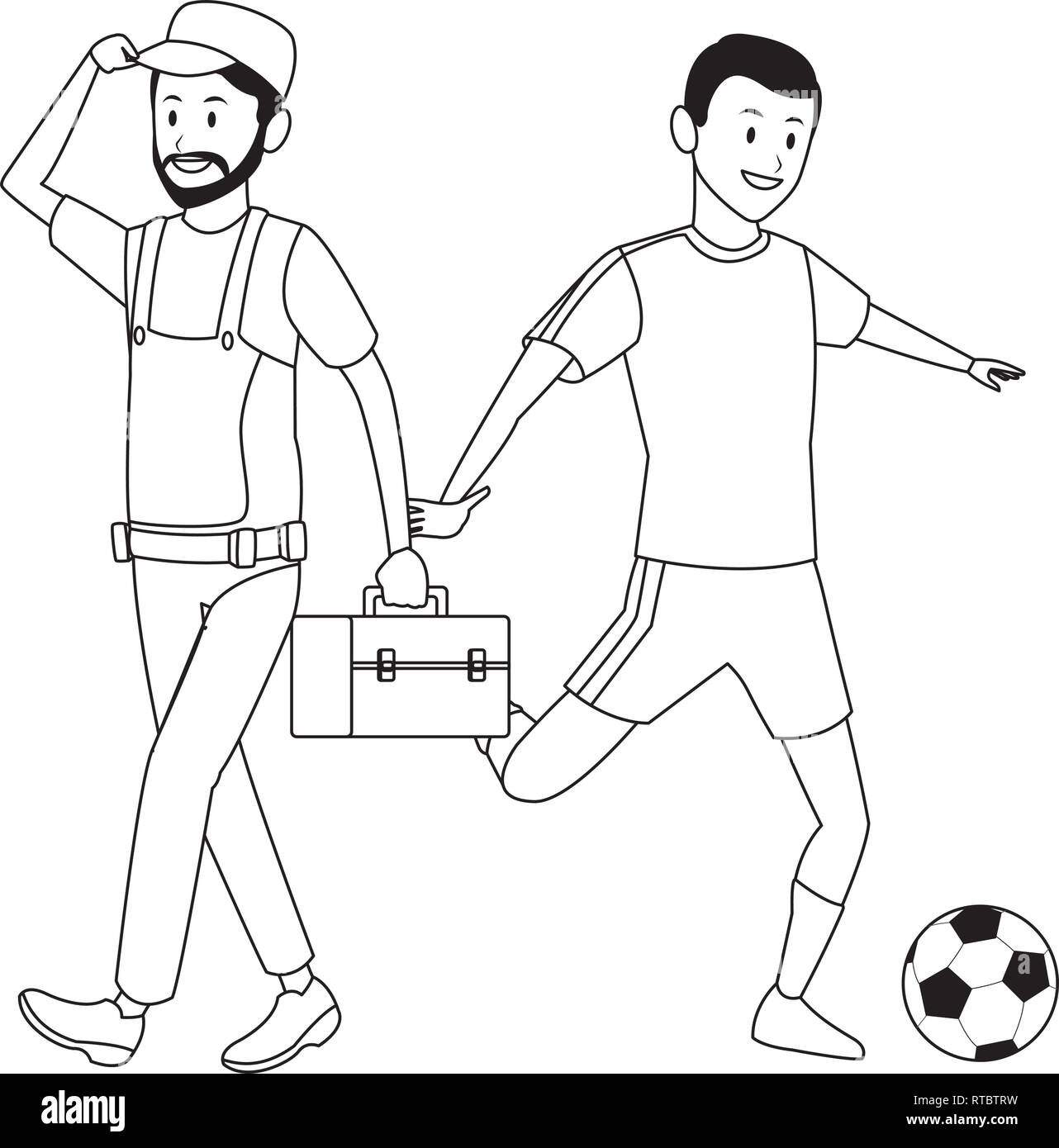 worker and soccer player Stock Vector Image & Art - Alamy