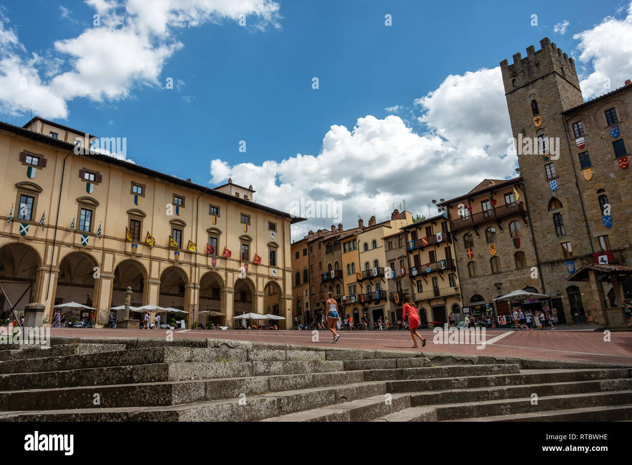 Piazza Grande the main square of Arezzo city, Tuscany, Italy Stock Photo - Alamy
