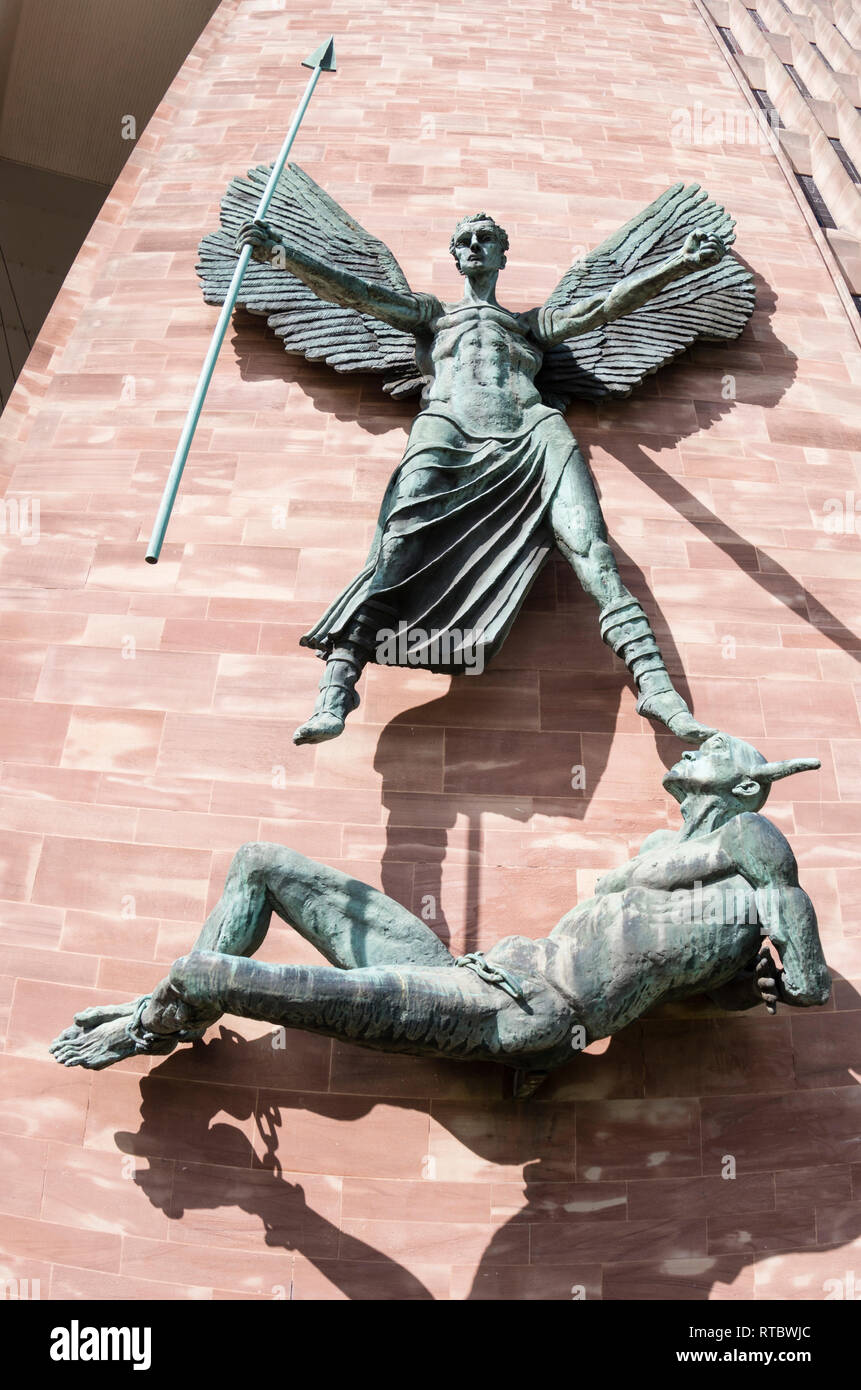 A dramatic view of St. Michael the Archangel triumphing over the Devil ...