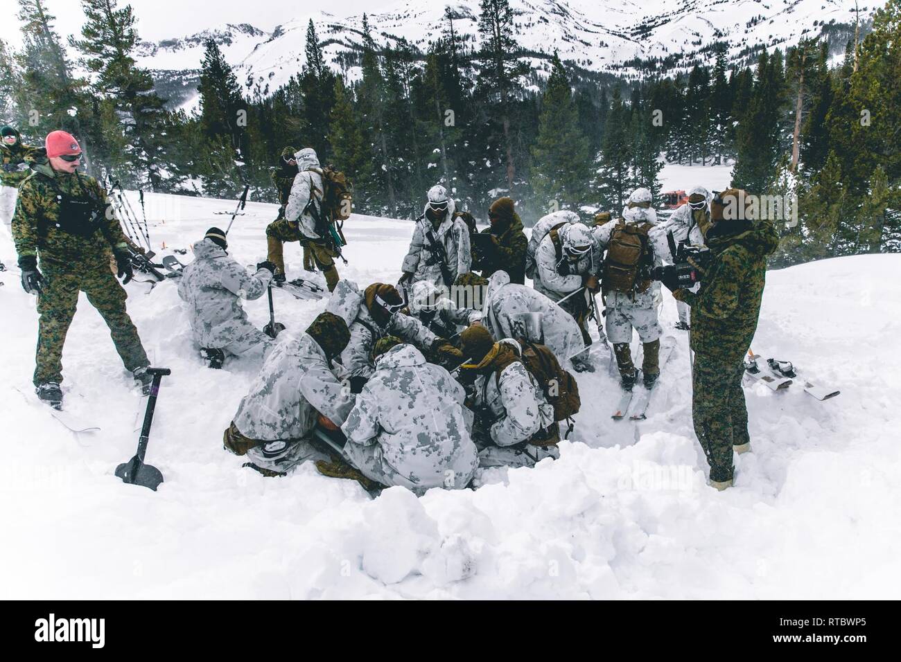 U.S. Marines take part in a medical evacuation exercise during an ...