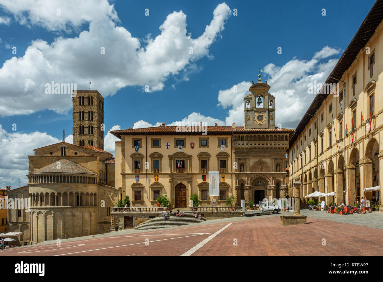 Piazza Grande the main square of Arezzo city, Tuscany, Italy Stock ...