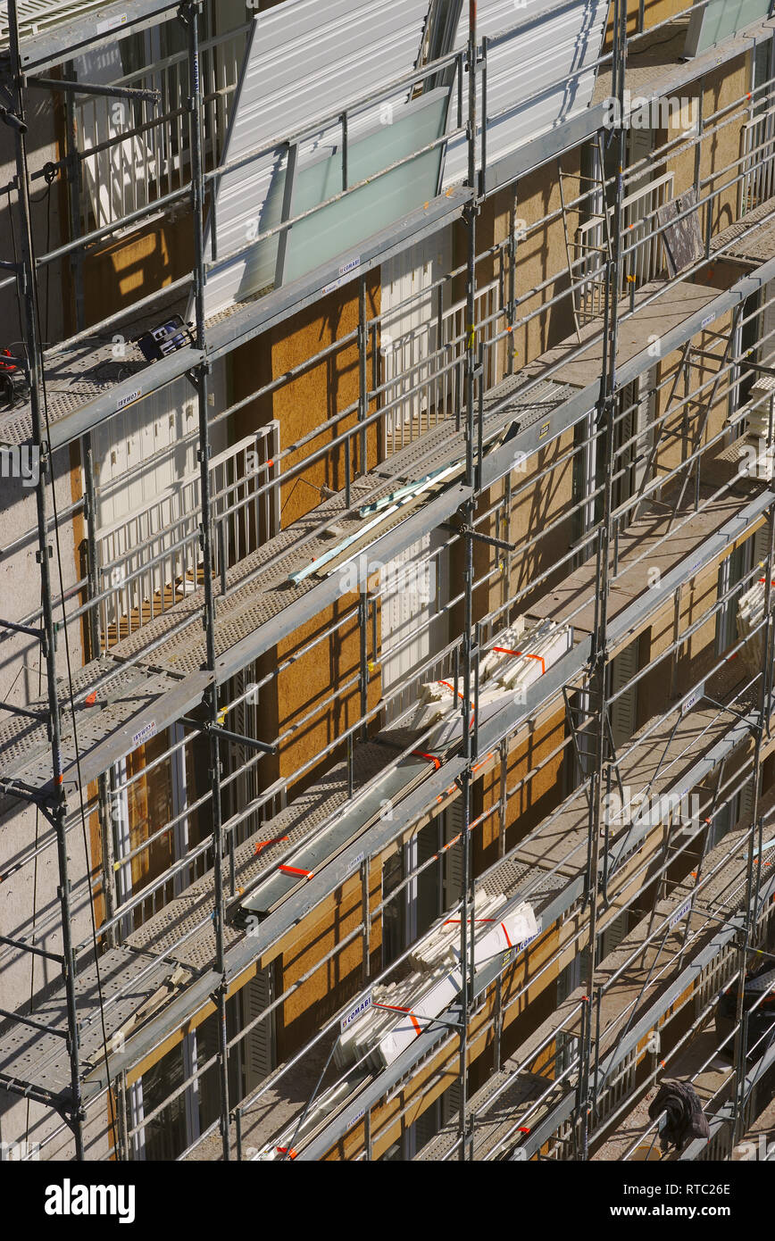 scaffolding, renovation of building facade, external thermal insulation ...