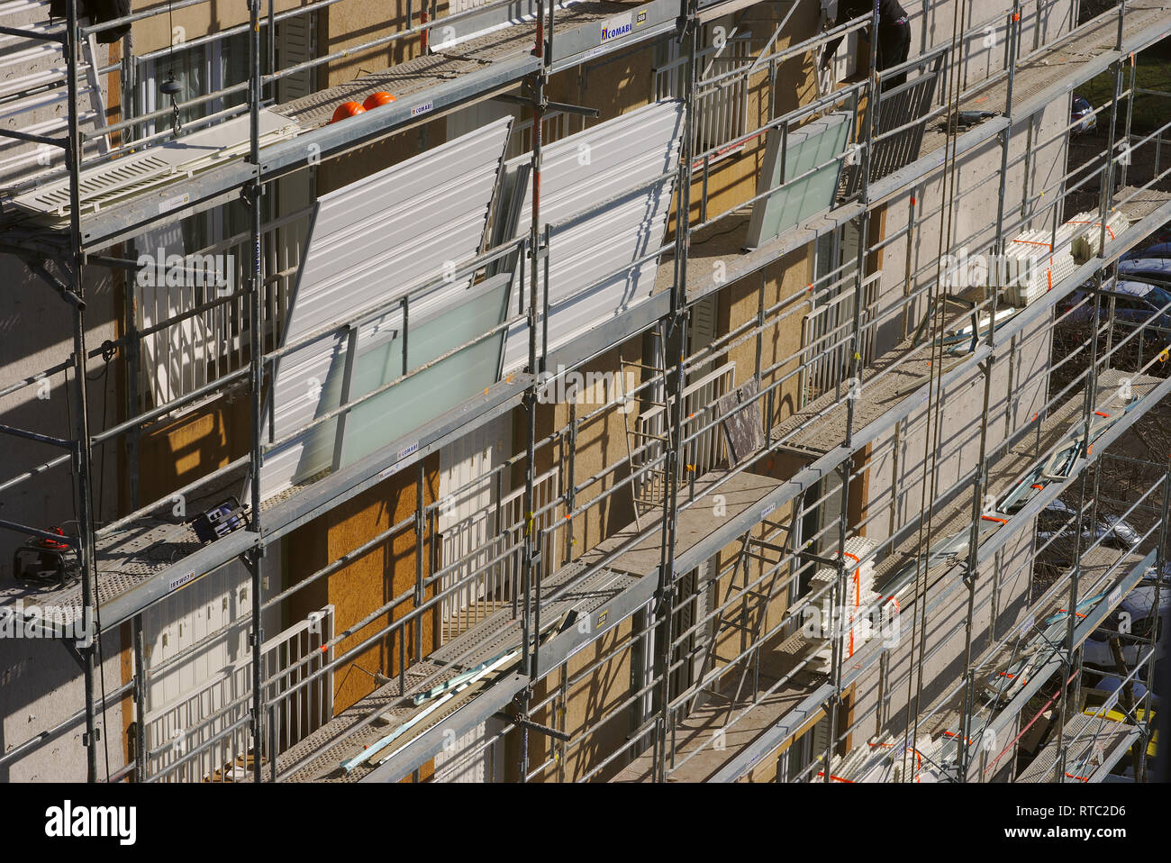 scaffolding, renovation of building facade, external thermal insulation ...