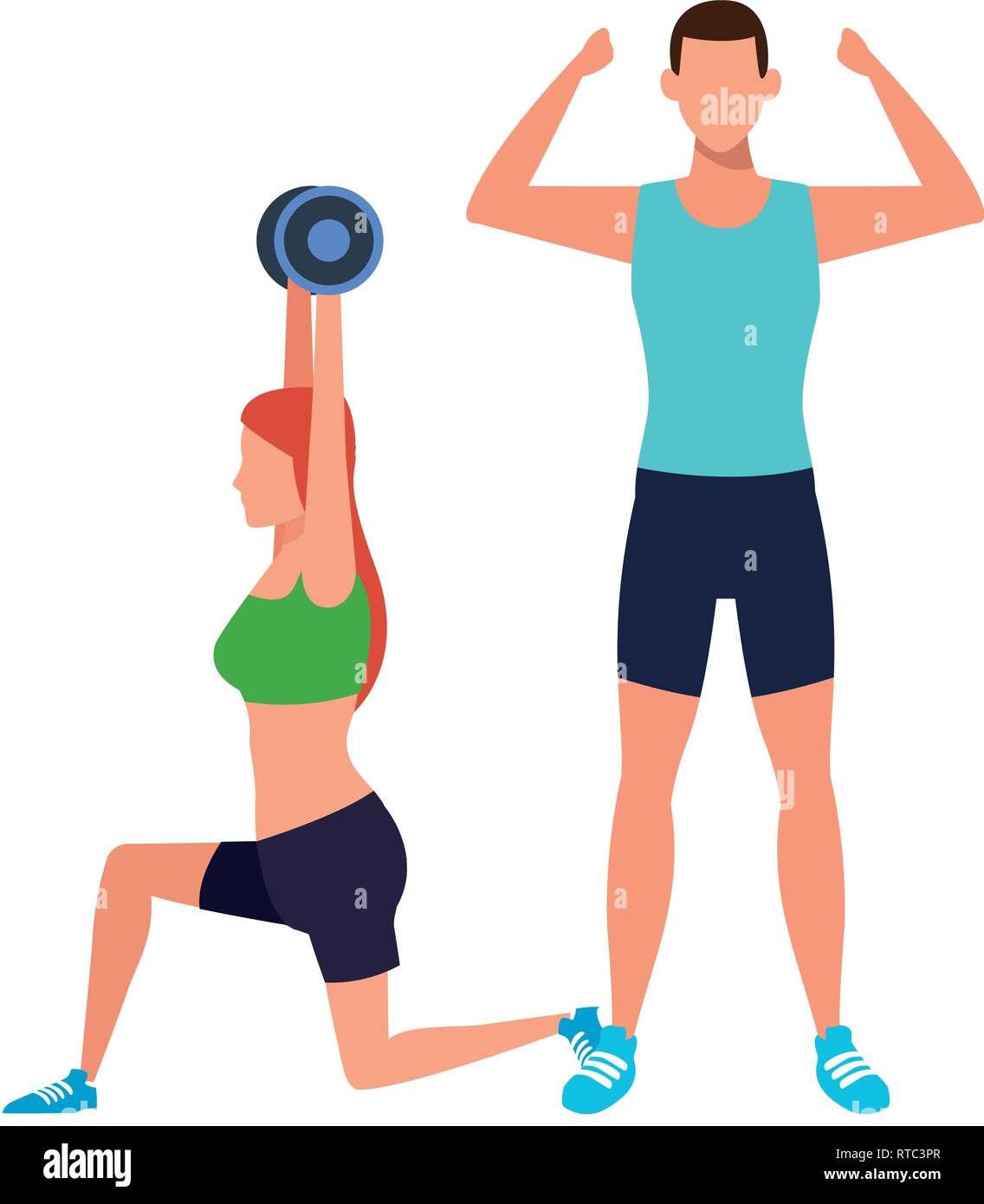 Couple exercising outdoors Stock Vector Images - Alamy