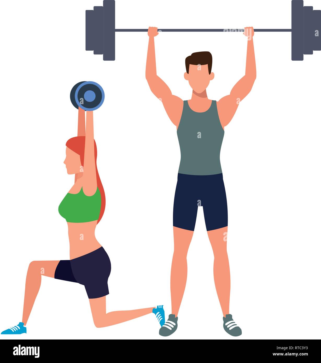 Couple exercising outdoors Stock Vector Images - Alamy