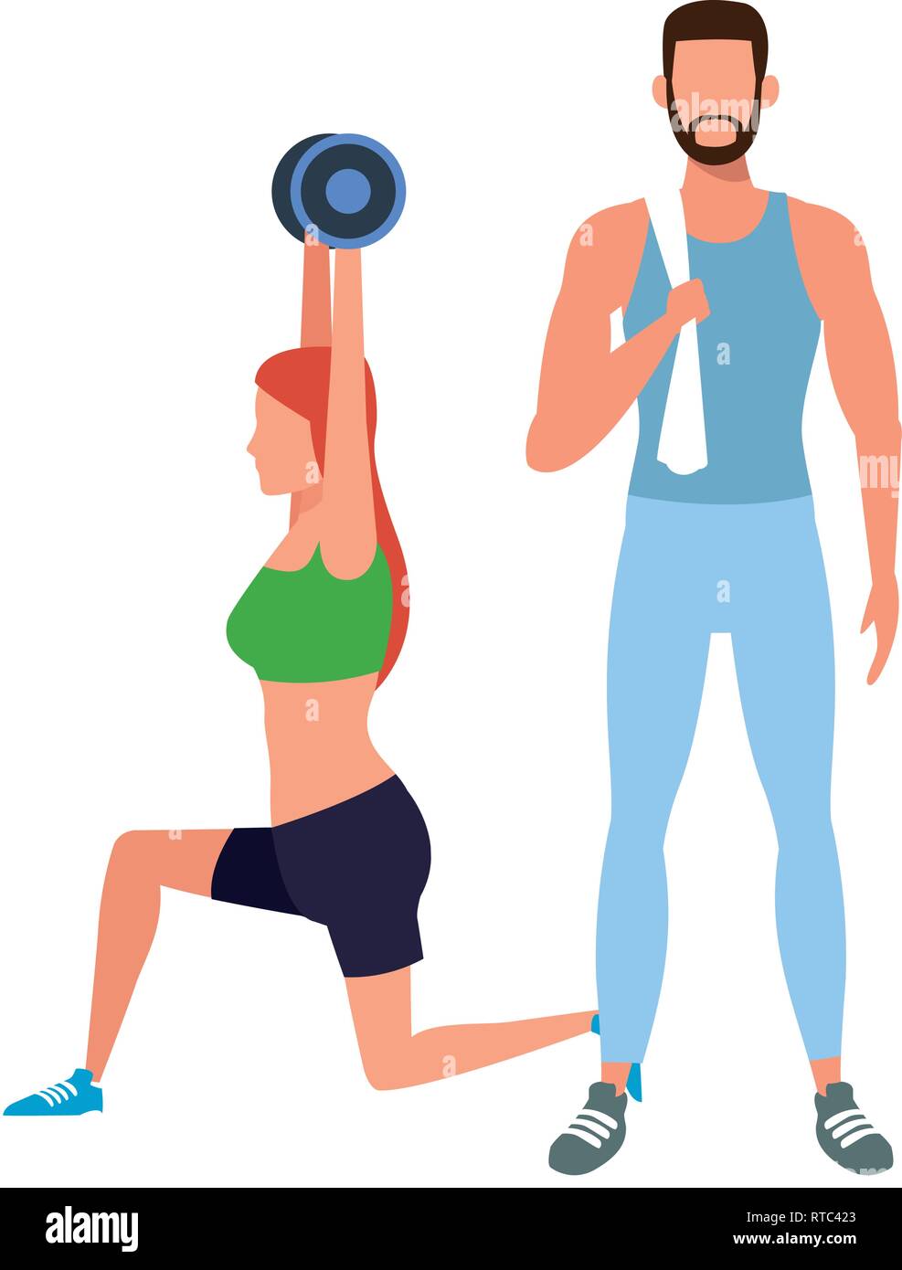 Couple exercising outdoors Stock Vector Images - Alamy